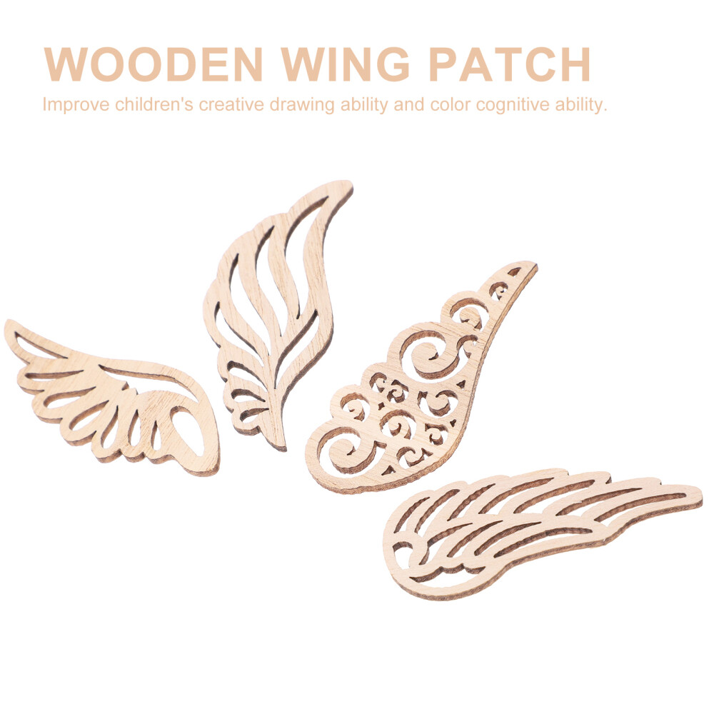 80 PCS DIY Painting Wooden Wing Toy Embellishments Angel Wings Toddler ...
