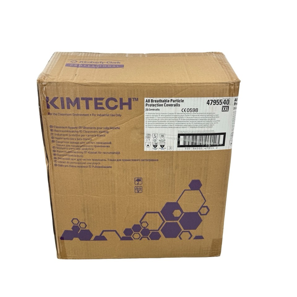 Kimtech A8 Low Lint Contamination Controll Coveralls, White, 2X-Large ...