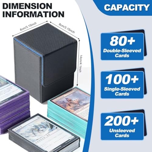 MTG Deck Box - PU Leather Magnetic Card Storage Box for TCG, CCG, Black ...
