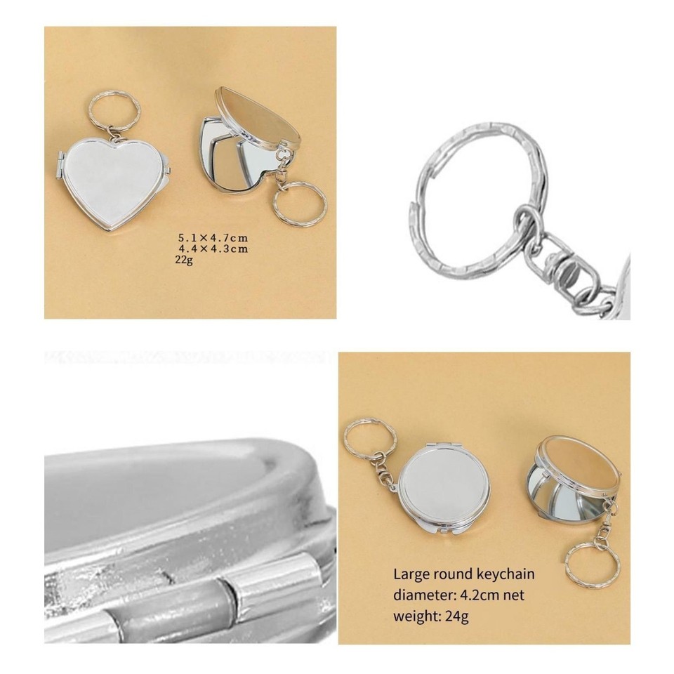 For Trio Metal Heart Keychain Must Have for Key and Makeup Mirror ...