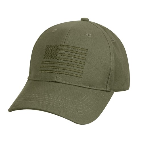 Low Profile Baseball Cap Olive Drab American Flag Embroidered US Flag ...