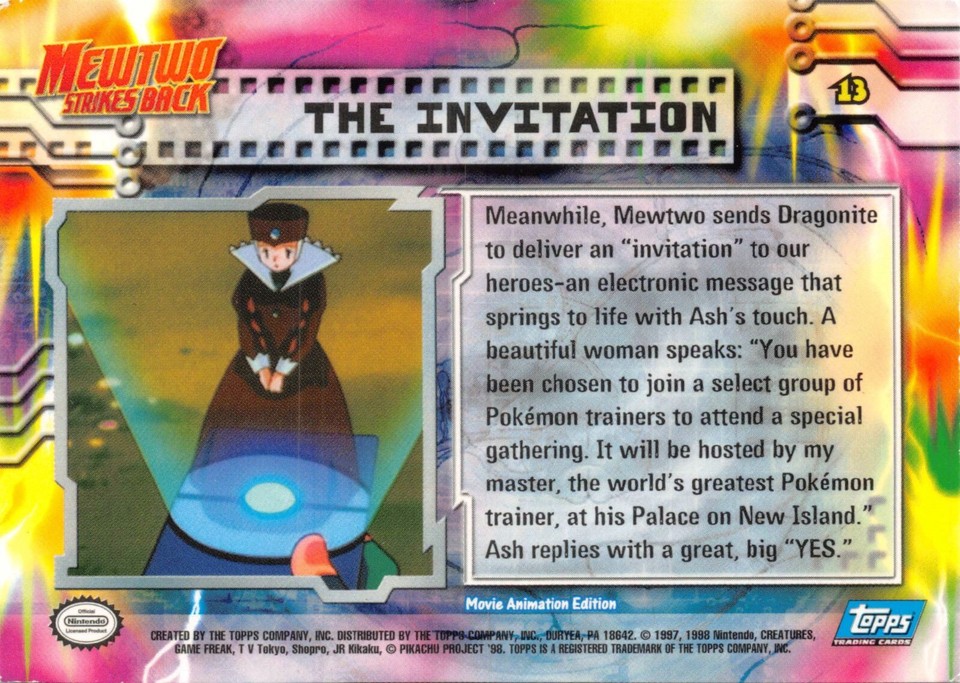 THE INVITATION #13 - BLUE Logo SILVER HOLO MEWTWO SB - TOPPS POKEMON ...