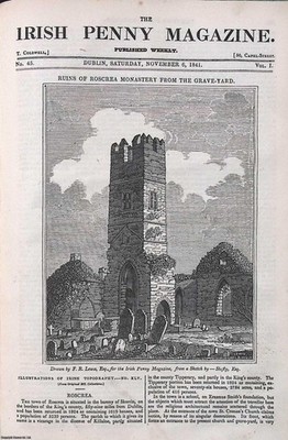 1841, THE RUINS OF ROSCREA MONASTERY & THE SHRINE OF THE HOLY TRINITY ...