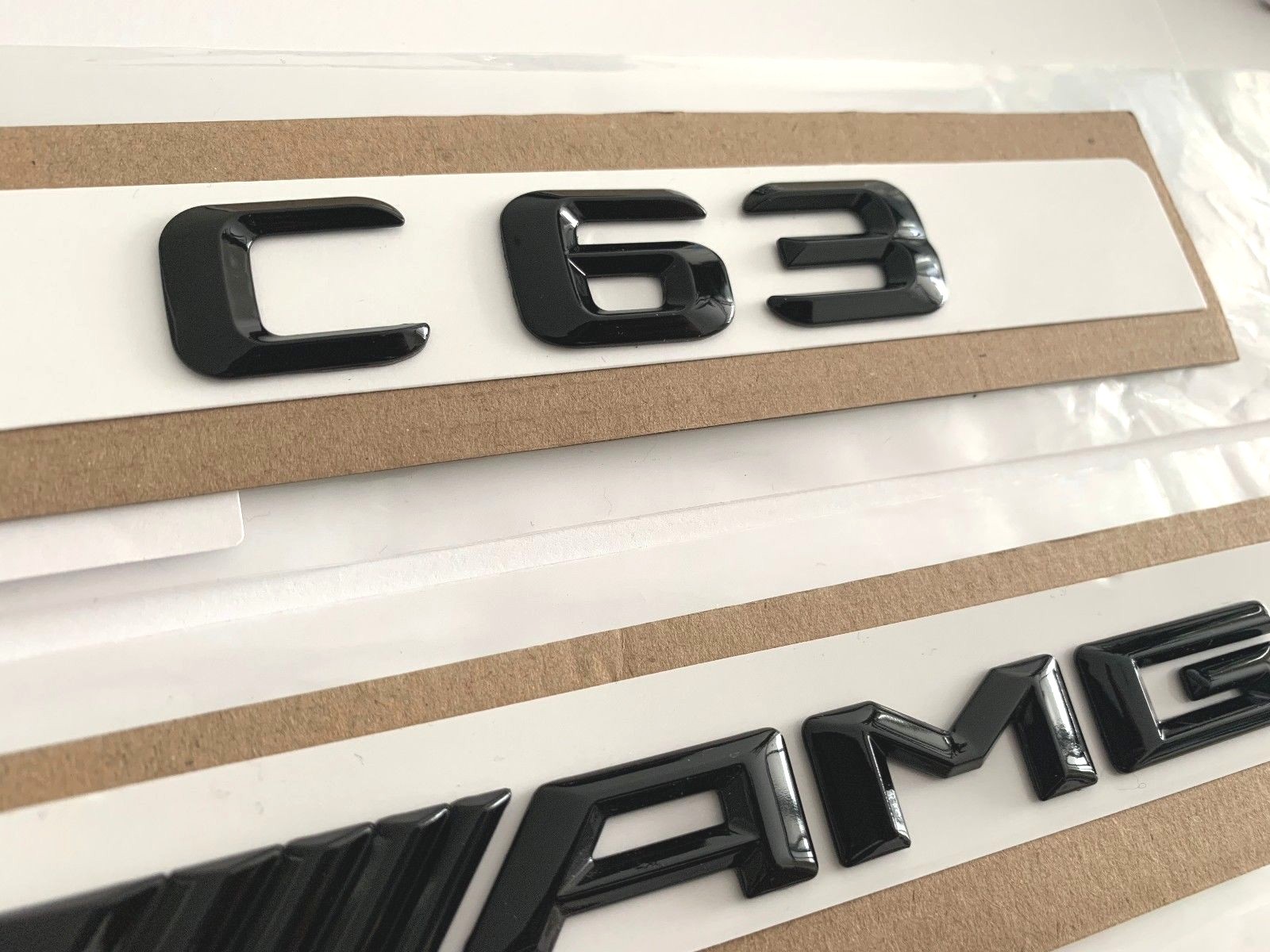 C63 Gloss Black Trunk Boot Badge Combo Sticker for Benz C63 S AMG 2013 ...