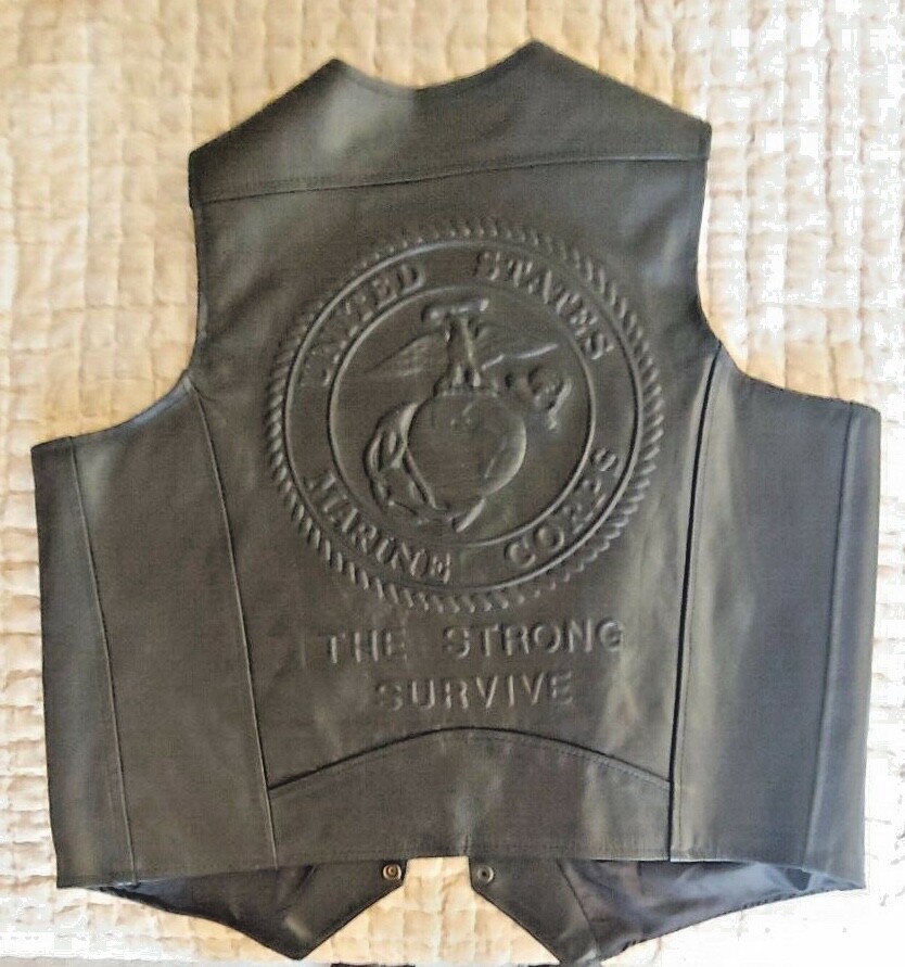Vintage Vanguard USMC Leather Vest size medium Semper Fidelis | eBay