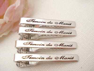 Personalized Groomsmen Silver Custom engraved Tie Pin Clip Up to 3 ...
