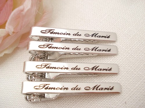 Personalized Groomsmen Silver Custom engraved Tie Pin Clip Up to 3 ...