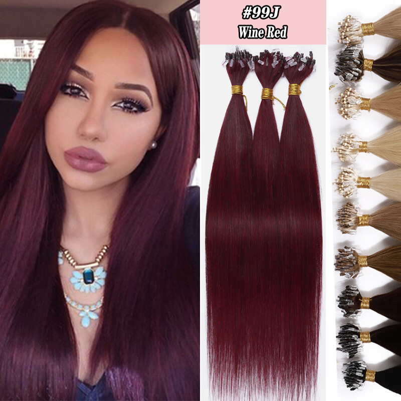 1G Micro Ring Loop Beads Link Hair Extensions Human Hair Real Remy ...