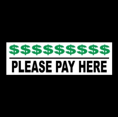 "PLEASE PAY HERE" business store STICKER cash register sign, restaurant ...