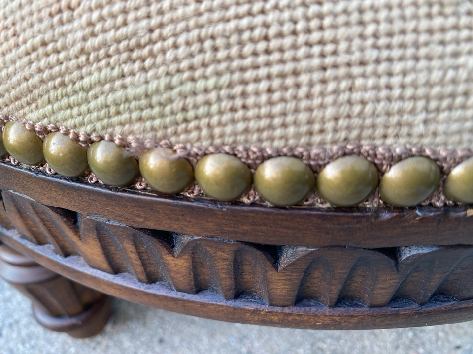 Sleeping Fox Needlepoint Footstool 17'' wide Beautiful | eBay