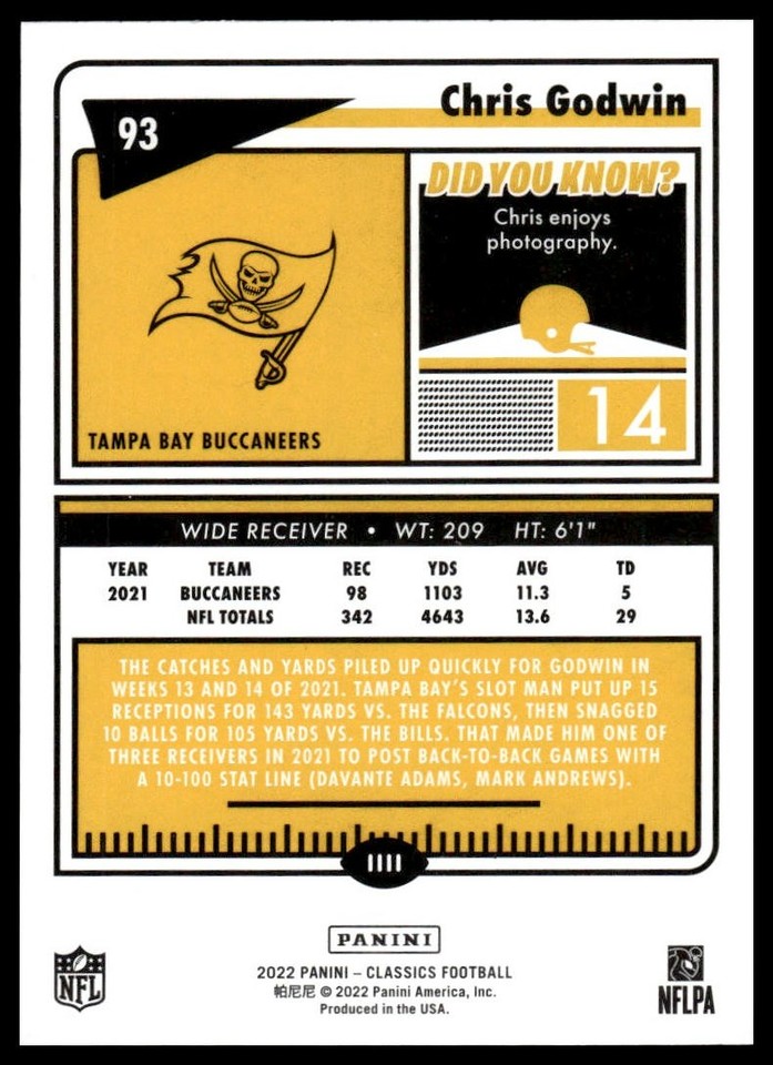 2022 Panini Classics Chris Godwin #93 | eBay