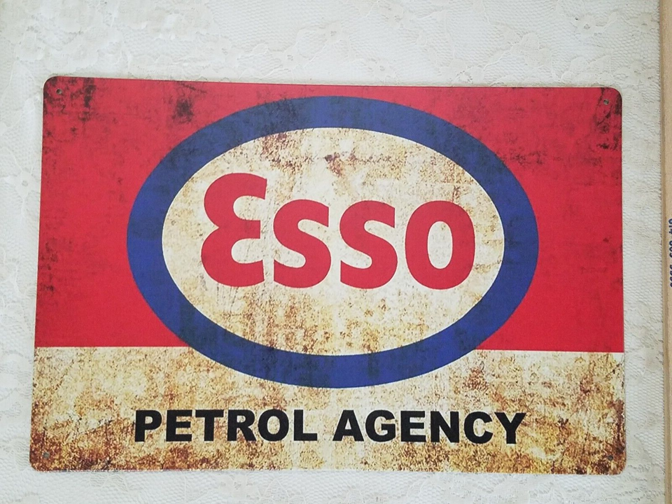 ESSO PETROL AGENCY GASOLINE VINTAGE RETRO STYLE METAL WALL SIGN MAN ...