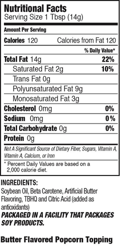 Butter Flavor Popcorn Topping Oil (Gallon) At-The-Movies-Popcorn US ...