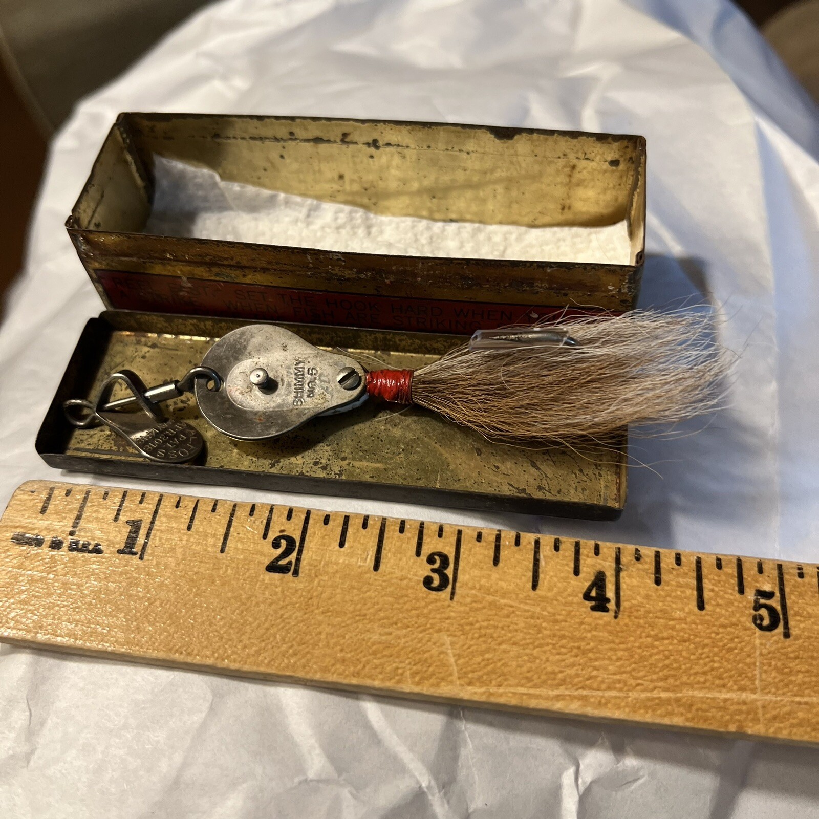 A.L. Ross Shimmy Wiggler #5 Pork Rind Minnow Brown Hair In Tin | eBay