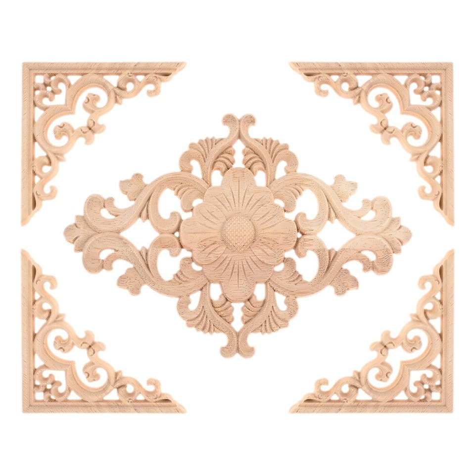 1pc 21*15cm Wood Applique & 4pcs 10*10cm Decorative Corner Appliques ...