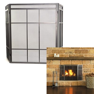 Decofire 3 PANEL STEEL FIRESCREEN Fireplace Fire Place Guard Barrier ...