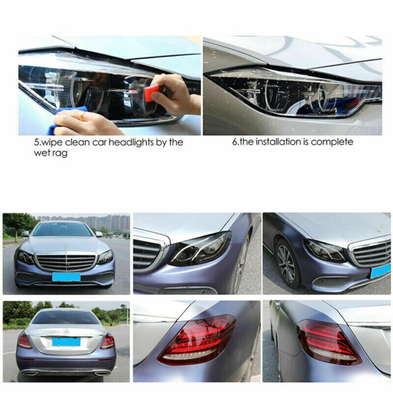 Pre-cut Headlights Smoke Paint Protection Vinyl Tint Wrap Film For ...