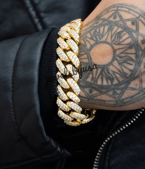 Men's Buss Down 5 Ct Genuine Moissanite Miami Cuban Link Bracelet 925 ...