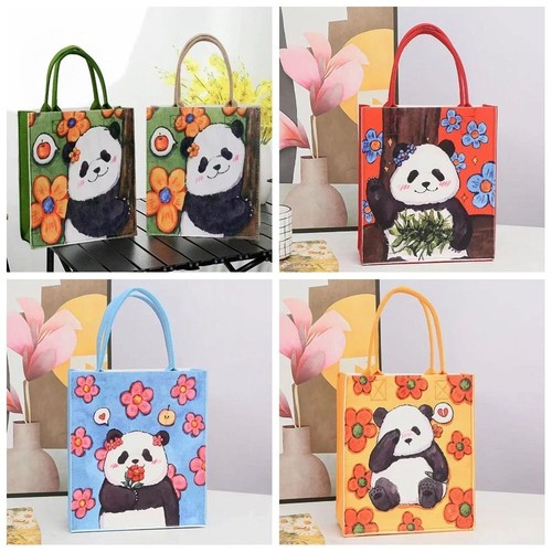 Cartton Panda Flower Tote Bag Thicken Shoulder Bag Fashion Handbag ...