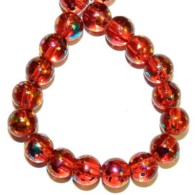 G1077 Red 8mm Round Metallic Confetti Drawbench Glass Beads 16" | eBay