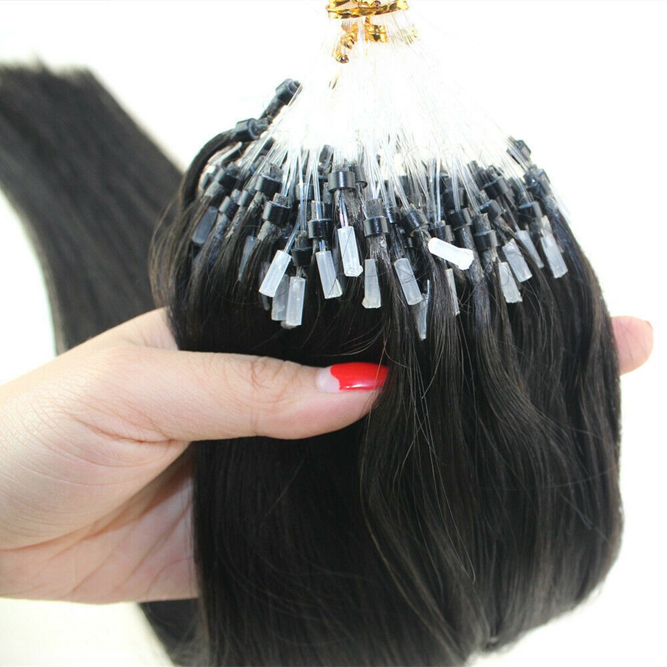 Micro Ring Loop Tip Remy Human Hair Extensions Straight Micro Beads ...