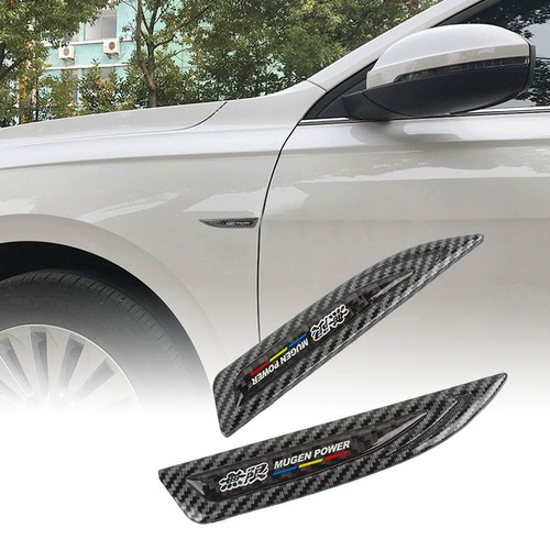 2x JDM Mugen Carbon Fiber Metal Emblem Car Trunk Side Wing Fenders ...