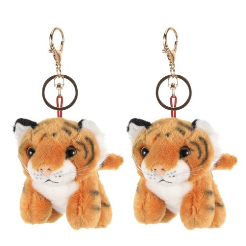 2 PCS Simulated Tiger Pendant Animal Keychain Fake Keyring Plush | eBay