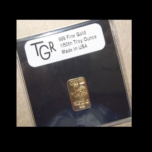 1 /50th OZ GOLD TGR BAR 24K PURE SOLID PREMIUM BULLION 999.9 FINE INGOT ...