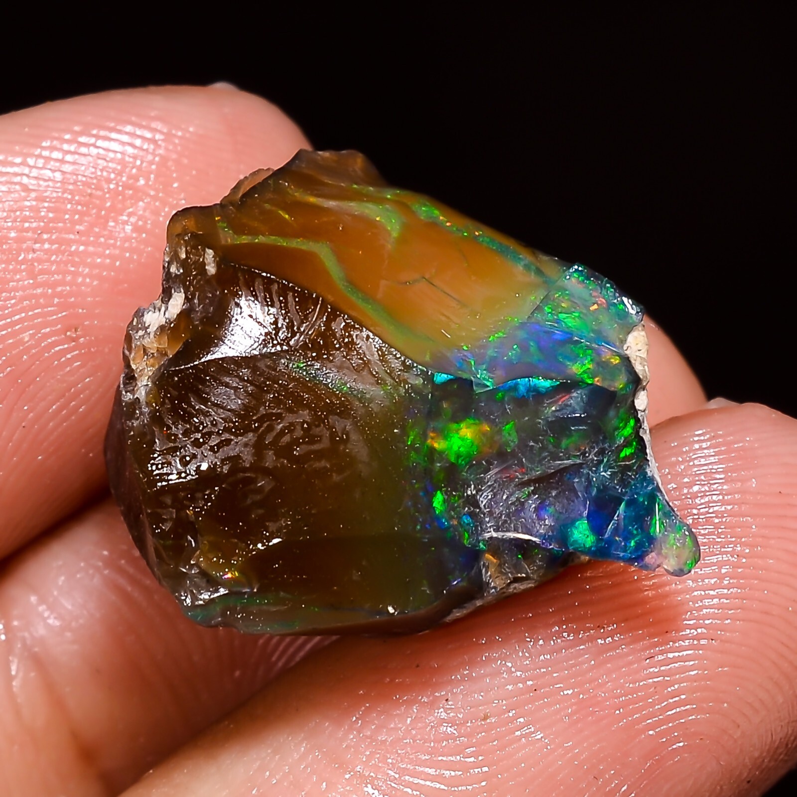 natural opal rough, Ethiopian fire opal raw, black opal gemstone 14.5 ...