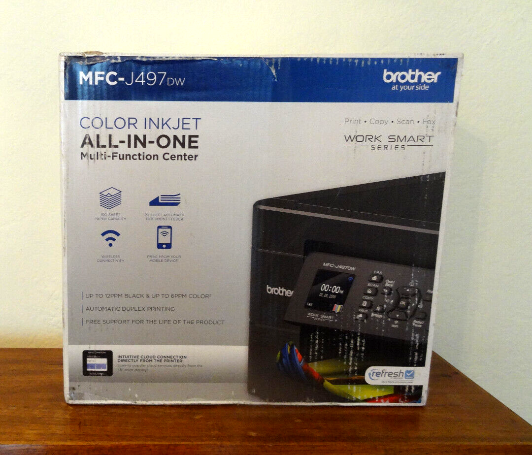 New Sealed Brother MFC-J497DW Color Inkjet All-In-One Printer - Wear to ...