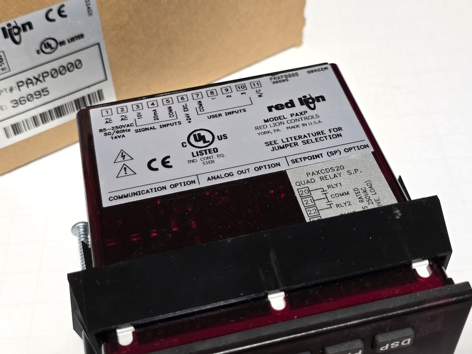 Red Lion PAXP0000 Digital Panel Meter PAXP w/ PAXCDS20 Quad Relay - New ...