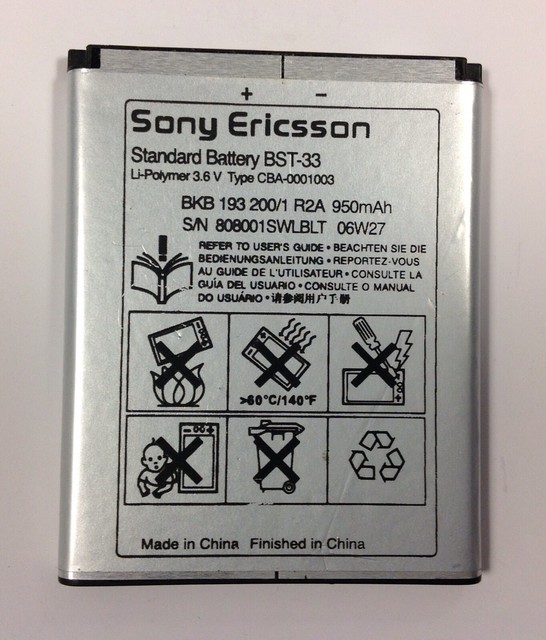 Genuine Original Sony Ericsson Bst-33 Battery for V800 V802se for sale ...