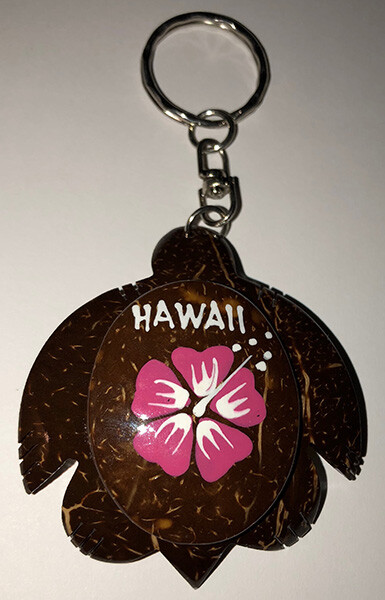Hawaiian Coconut Sea Turtle Key Chains Jewelry Hibiscus Hawaii Gifts ...