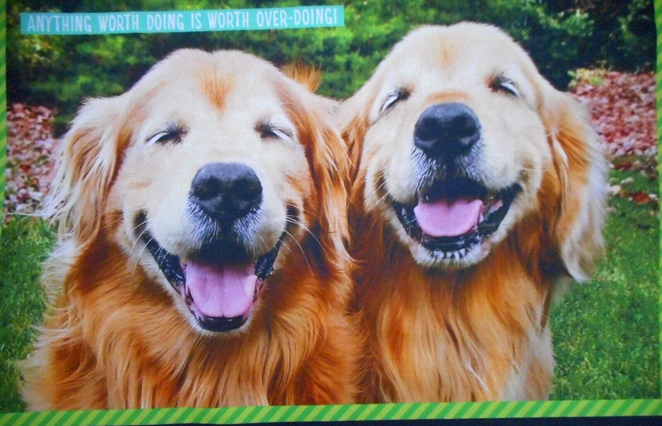 Dog Fabric Panel-I Ruv You-Golden Labs Pug French Bulldog Pups Premium ...