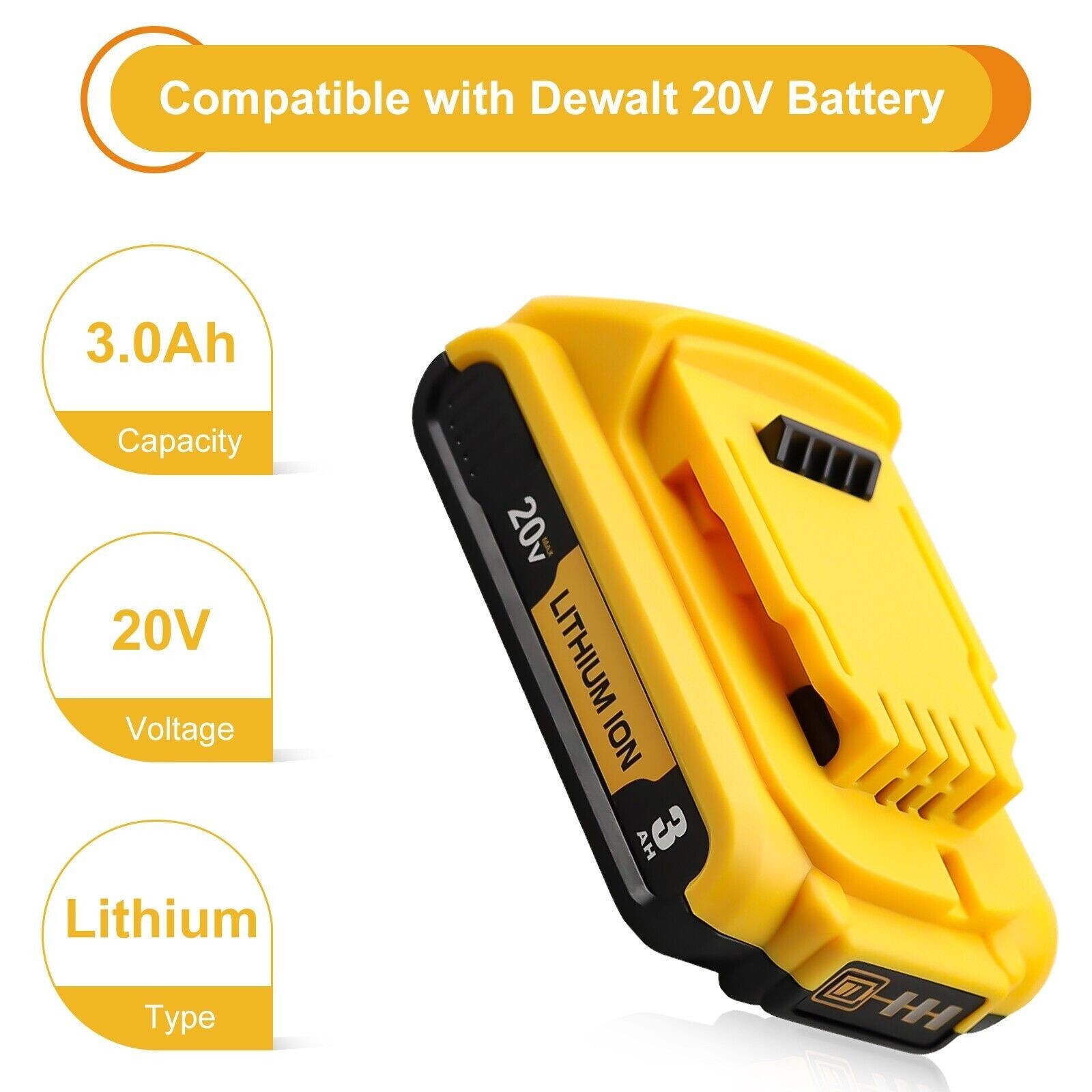 Battery / Charger Replacement For Dewalt 20V 20 Volt 3.0Ah DCB201 ...