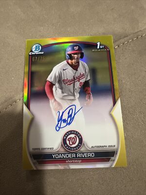 2023 Bowman Chrome Yoander Rivero Yellow Refractor Auto /75 | eBay
