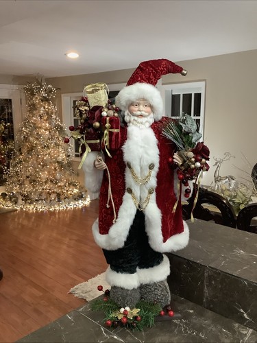 Victorian Santa Claus Large 32” Velvet cape figurine statue door ...
