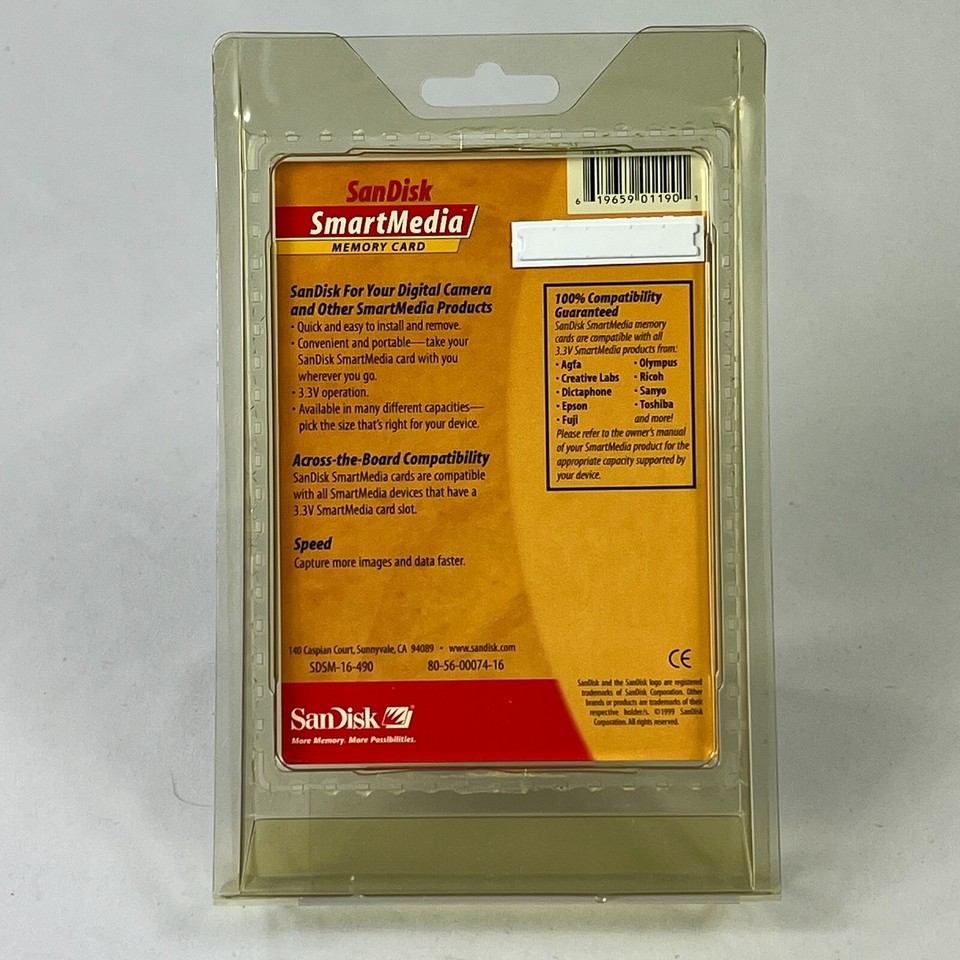 SanDisk 16 MB SmartMedia Memory Card (SDSM-16-490) 16 MB - NEW FACTORY ...