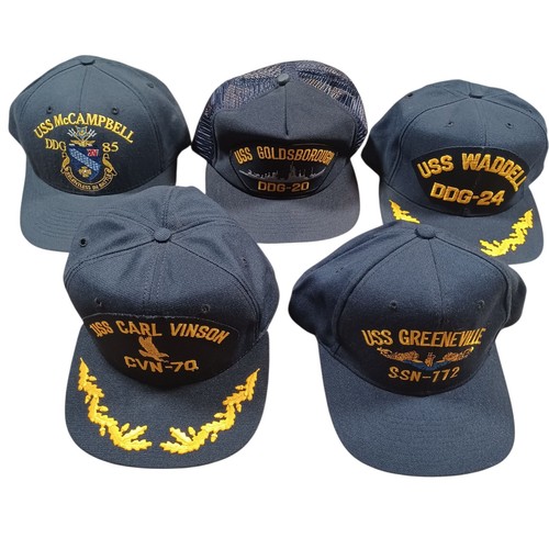 Lot of Vintage USS Navy Ships Gold Leaf Snackback Snapback Ball Caps ...