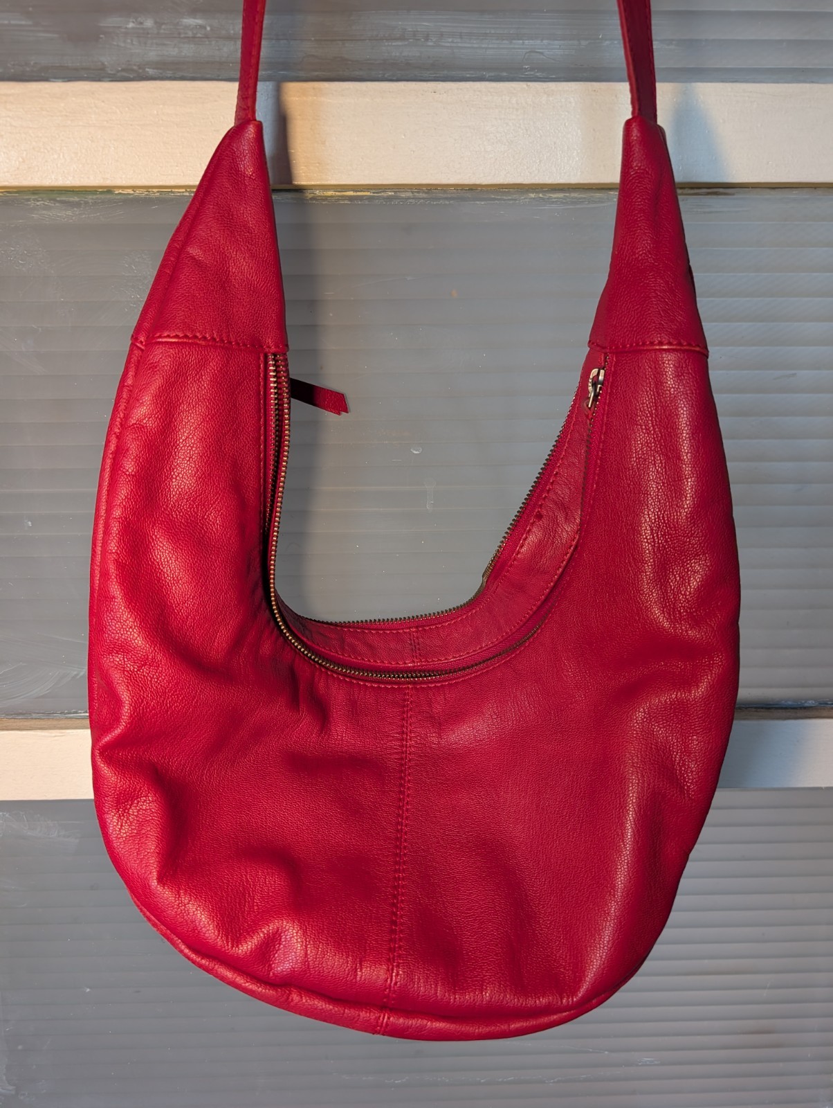 Free People Idle Hands Sling Bag Crossbody Purse Goat Leather Red Lip ...