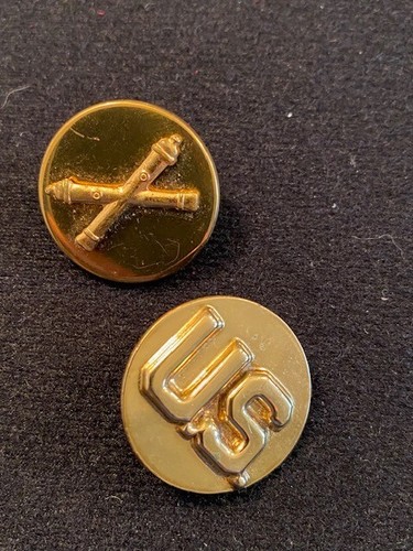 WW2 US Military Army Enlisted Infantry Collar Brass Insignia Pins Disc ...