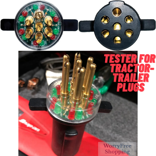 Circuit Tester for Male & Female 7-Way Round Pin Tractor-Trailer Plugs ...