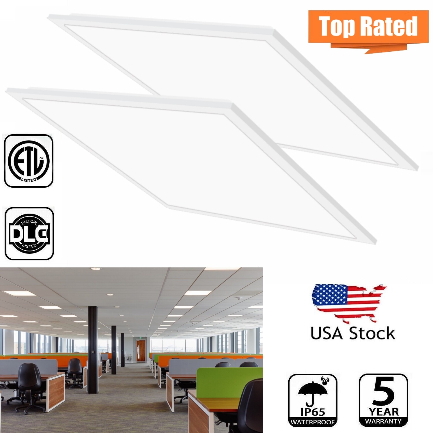 LED Panel Light- 2' X 2' - 45W -2 Pack-LED Backlit Panel-110Lm/W-(UL ...