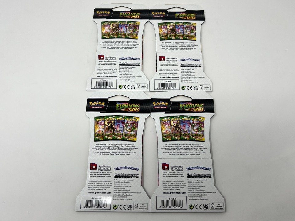 4X Evolving Skies Sleeved Pokemon Booster Pack Complete Full Art Set | eBay