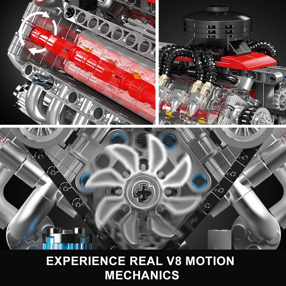 487 Pcs Visible V8 Internal Combustion Ohc Engine Motor Working Model ...