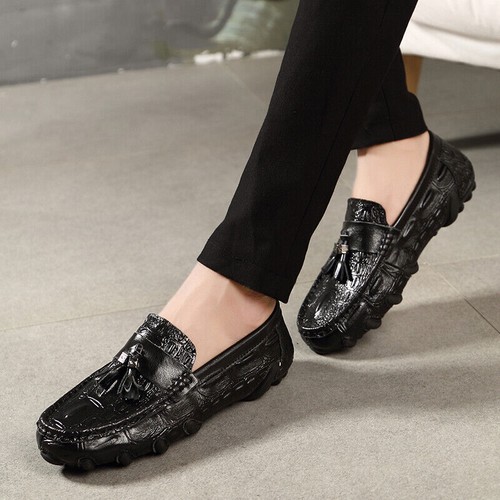 Genuine Leather Loafers Men's Shoes Crocodile Pattern Shoes Mens Dress ...