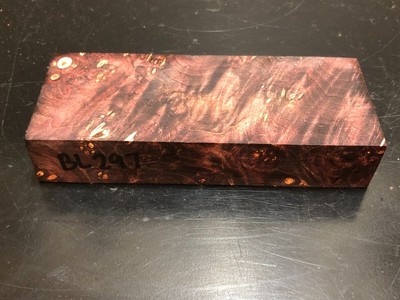 BL297 STABILIZED Double Dyed Maple Burl Knife Block Handle Pistol Grip ...