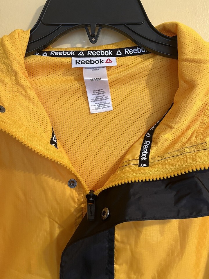 Reebok Mens Striker Woven 1/2 Zip Anorak Yellow Navy Medium Brand New w ...