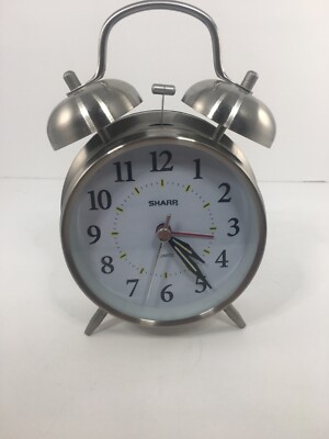 Sharp Model SPC800 Quartz Double Bell Silver Alarm Clock Works Has A ...