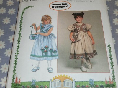 SIMPLICITY 7087 GIRLS DRESS WITH VARIATIONS & PURSE PATTERN-UNCUT-5-6 ...